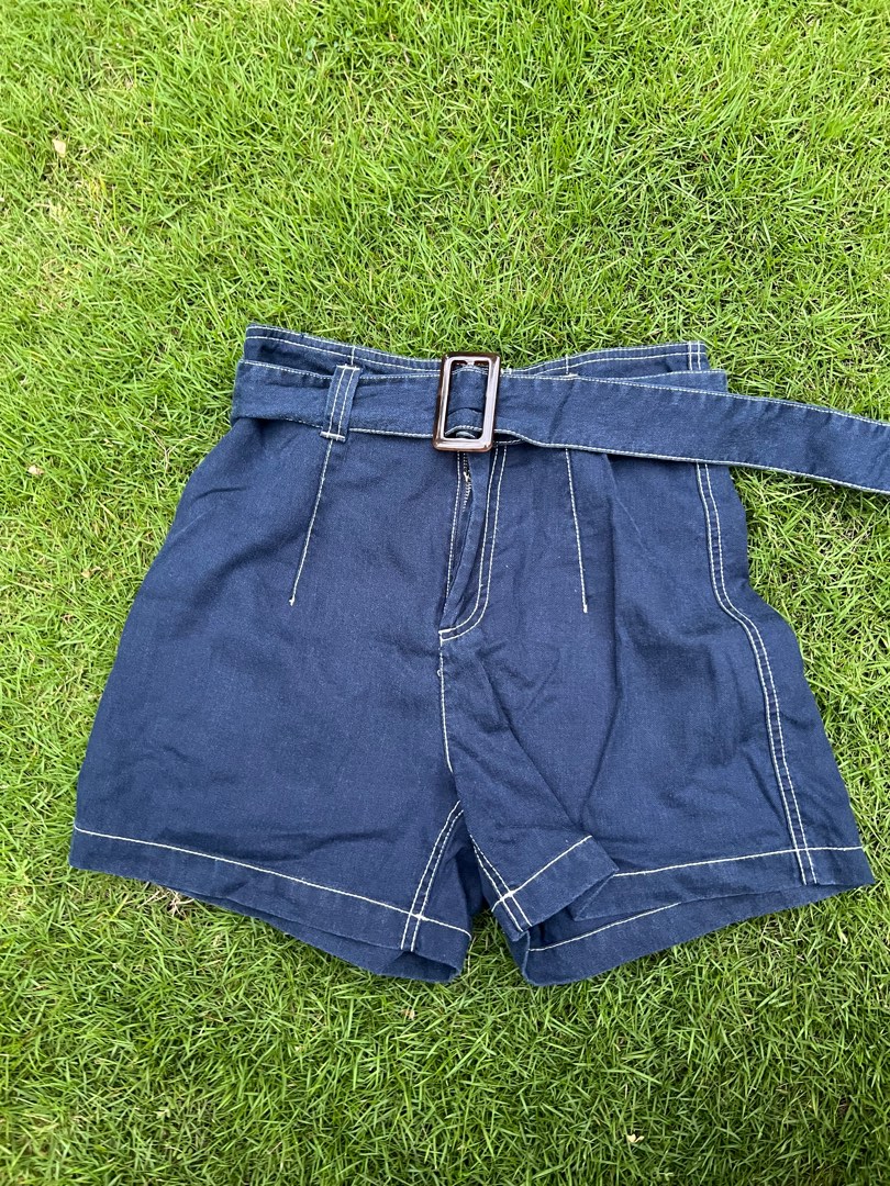 Mango blue shorts, Women's Fashion, Bottoms, Shorts on Carousell