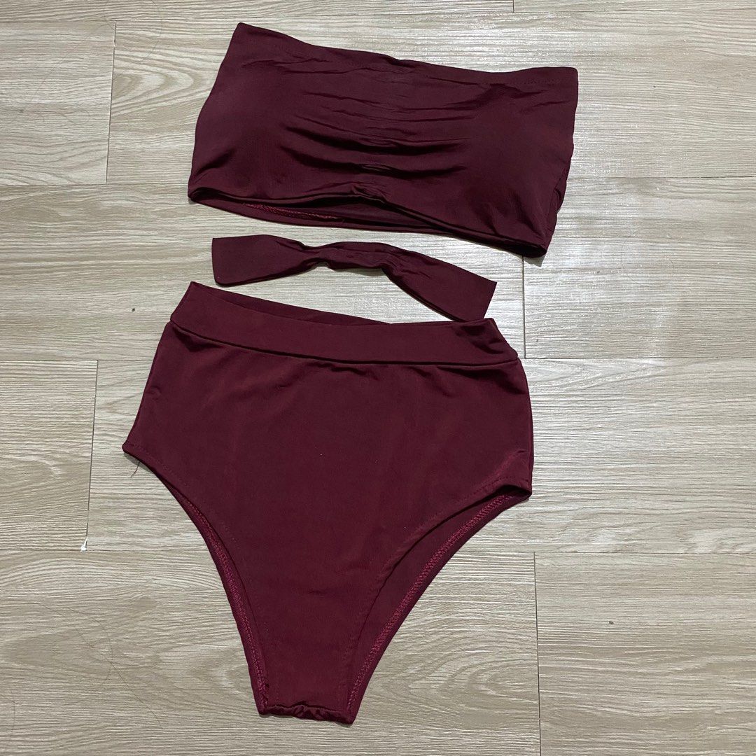 Maroon Bikini, Women's Fashion, Swimwear, Bikinis & Swimsuits on Carousell