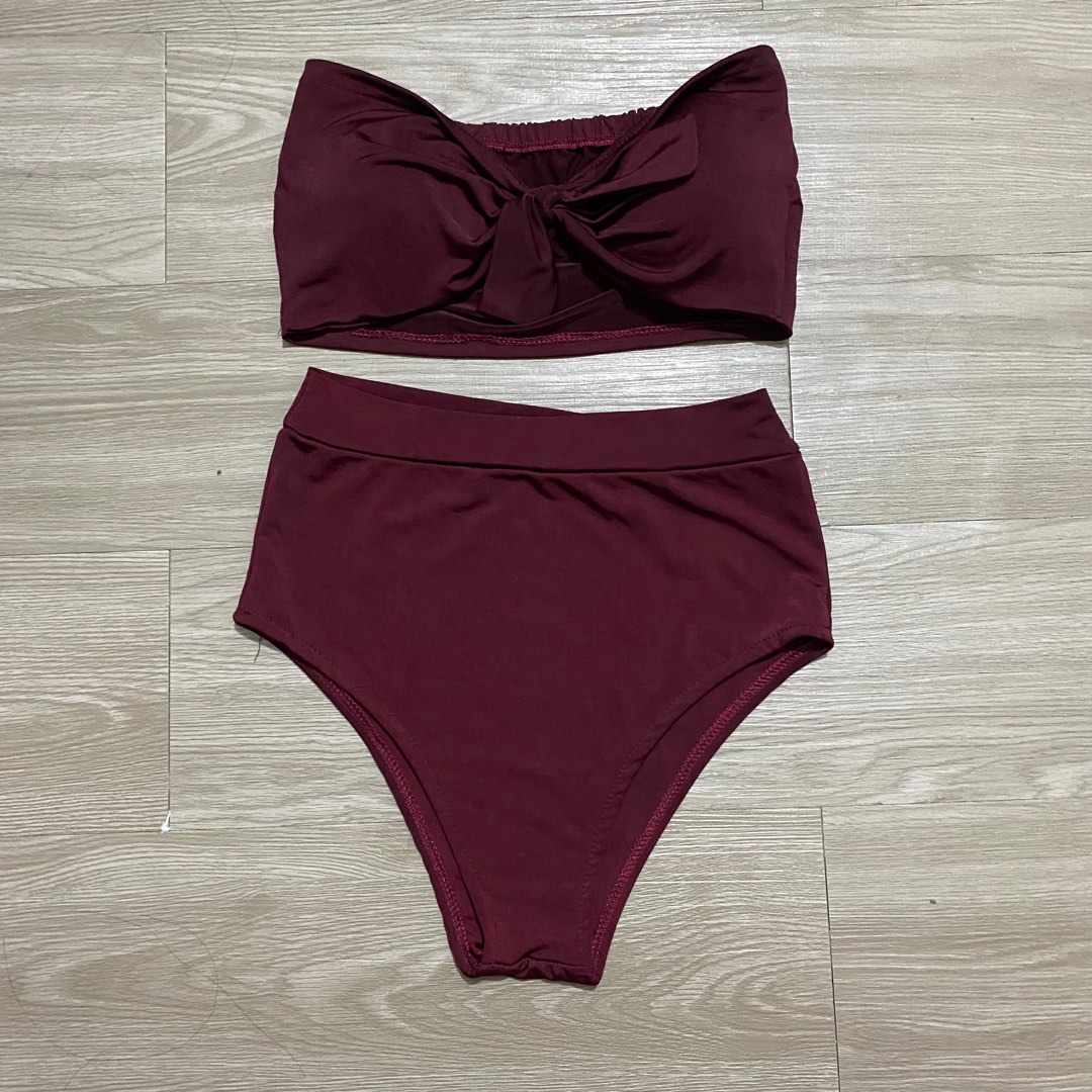 Maroon Bikini, Women's Fashion, Swimwear, Bikinis & Swimsuits on Carousell