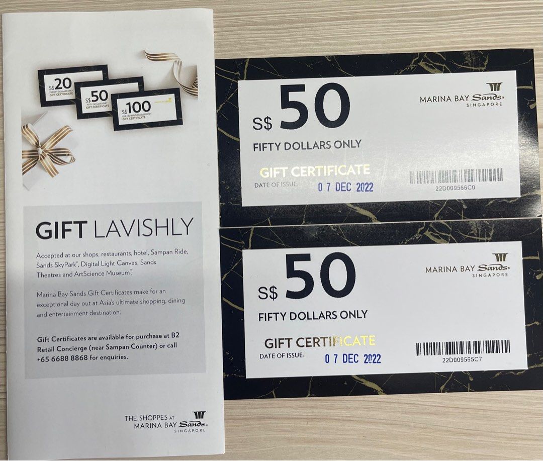 MBS Gift Vouchers $100, Tickets & Vouchers, Vouchers on Carousell