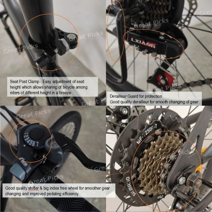 Mini Velo X 24i (Black compact 7 speed bicycle with front suspension ...