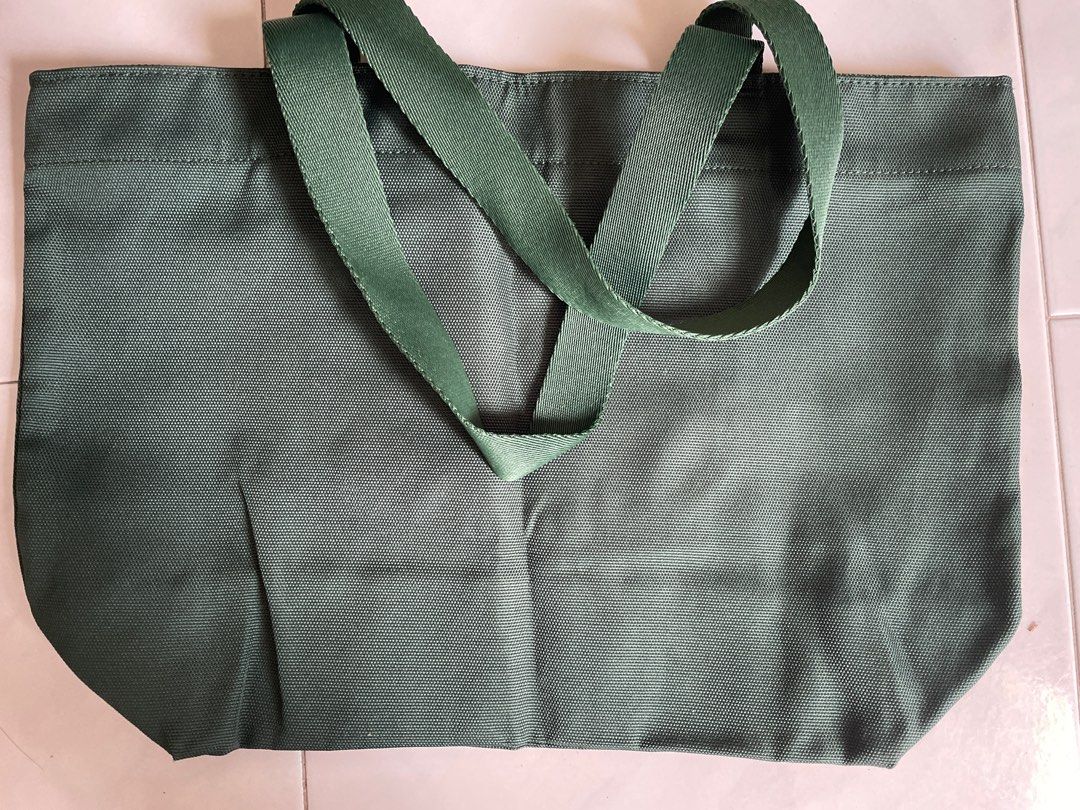Muji basic green zipper tote bag, Women's Fashion, Bags & Wallets ...
