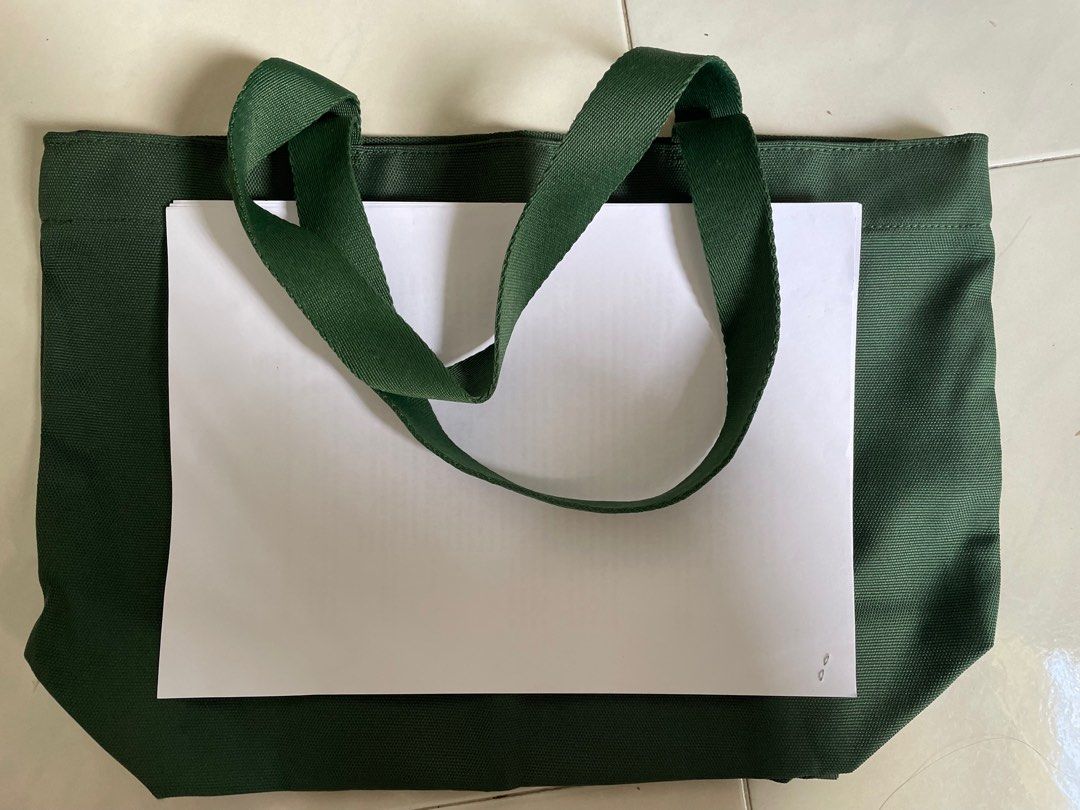 Muji basic green zipper tote bag, Women's Fashion, Bags & Wallets ...