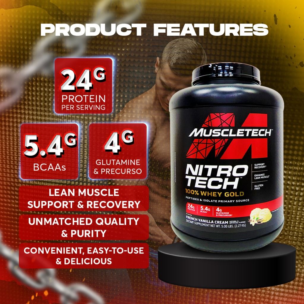 MuscleTech Nitro Tech Whey Gold, 100% Whey Protein, Whey Isolate ...