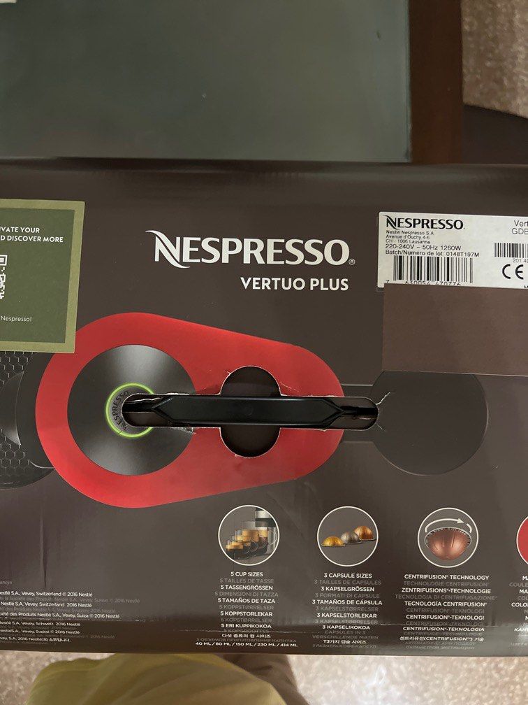 Nespresso Coffee Machine vertuo plus cherry red, Furniture & Home ...