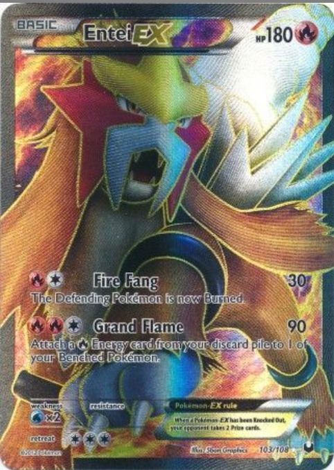 NM Entei EX - 103/108 - Full Art Ultra Rare Black & White 5: Dark ...