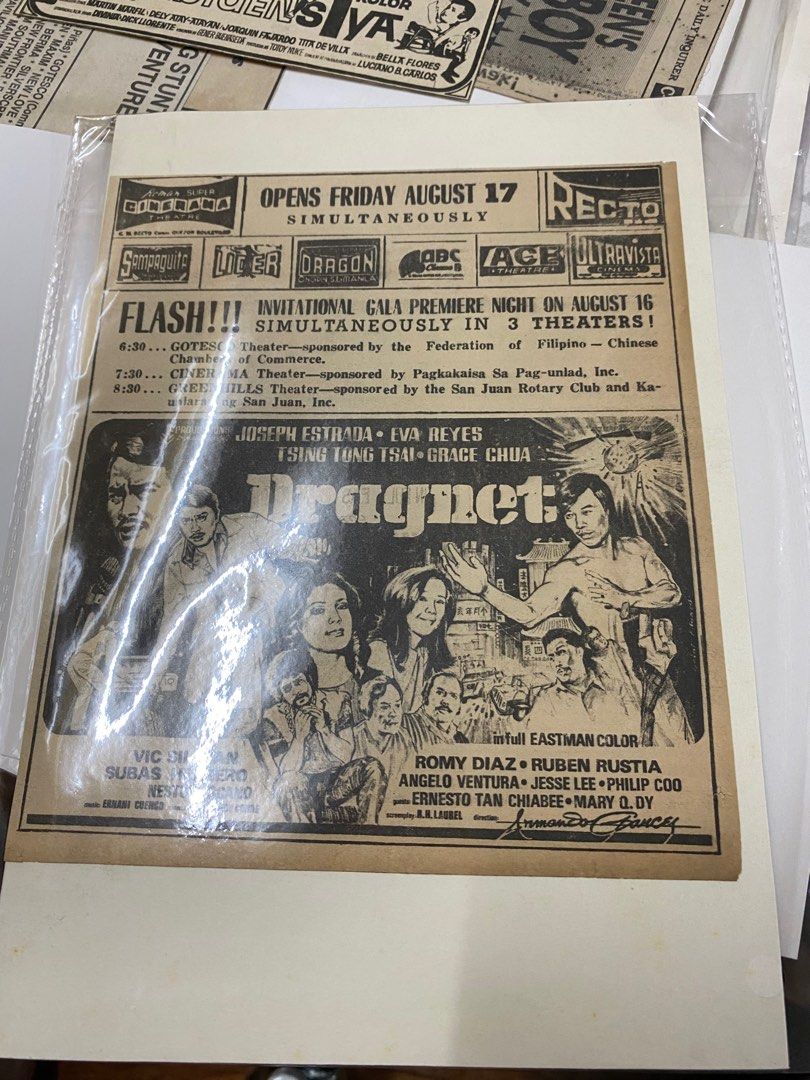 Old Vintage Newspaper Cut out - Tagalog OPM Movie Joseph Estrada as ...