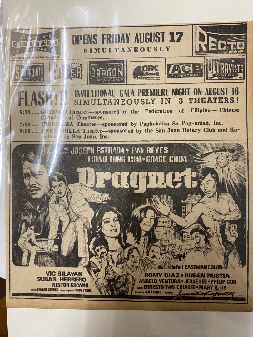 Old Vintage Newspaper Cut out - Tagalog OPM Movie Joseph Estrada as ...