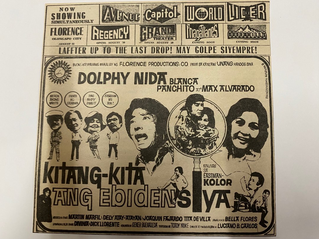 Old Vintage Newspaper Cut Out Print - Tagalog Movie KITANG KITA ANG ...