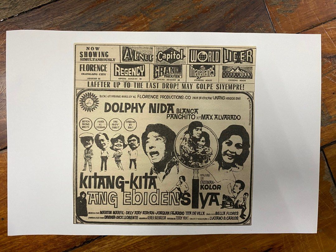 Old Vintage Newspaper Cut Out Print - Tagalog Movie KITANG KITA ANG ...