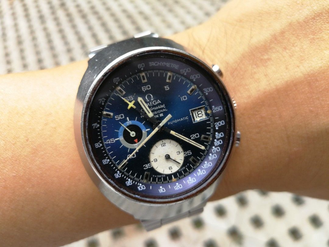 Omega Speedmaster Mark III automatic Chronograph lemania blue sunburst ...