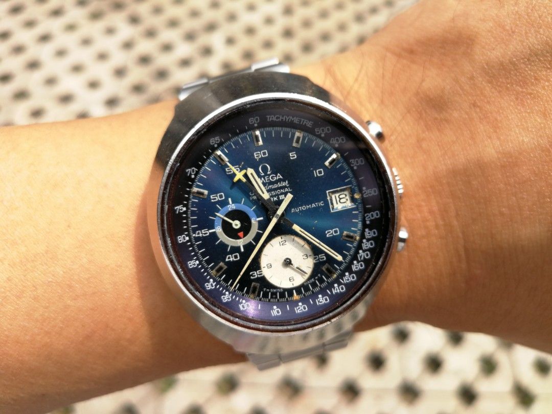 Omega Speedmaster Mark III automatic Chronograph lemania blue sunburst ...