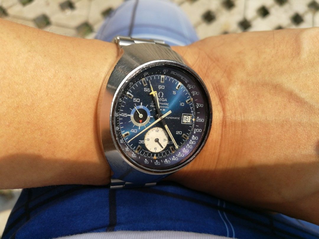Omega Speedmaster Mark III automatic Chronograph lemania blue sunburst ...