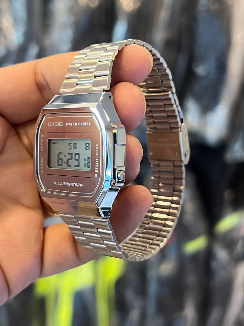 ORIGINAL CASIO Illuminator Digital Mirror Finish Silver Face Watch ...