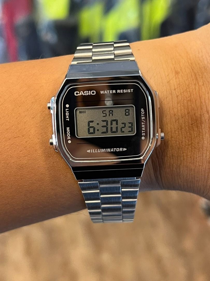 ORIGINAL CASIO Illuminator Digital Mirror Finish Silver Face Watch ...