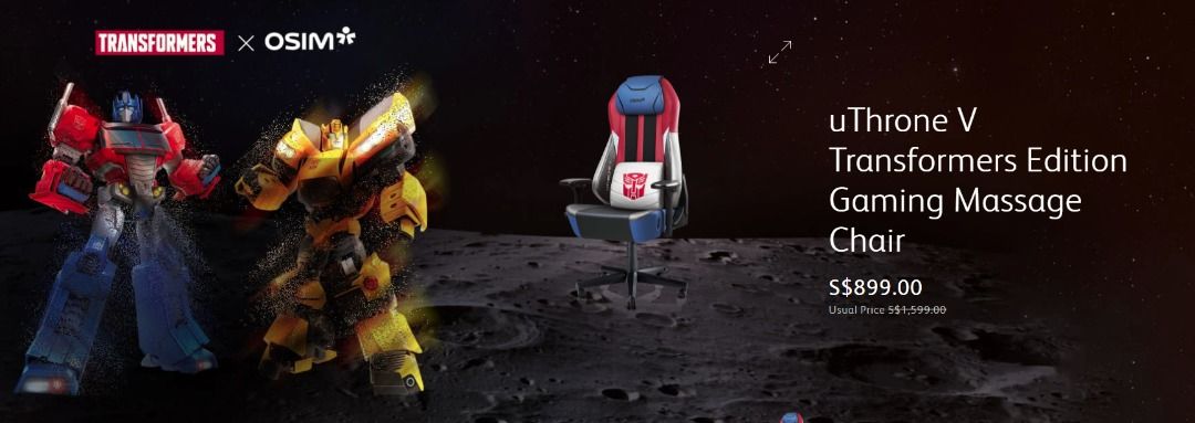 OSIM uThrone V Transformers Edition Gaming Massage Chair - Optimus ...