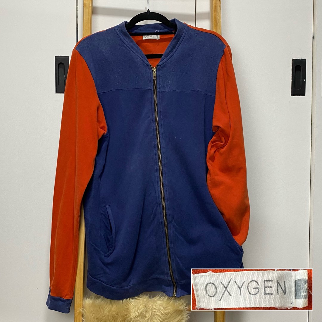 OXYGEN Blue and Orange Cotton Zipper Jacket, Men's Fashion, Activewear ...