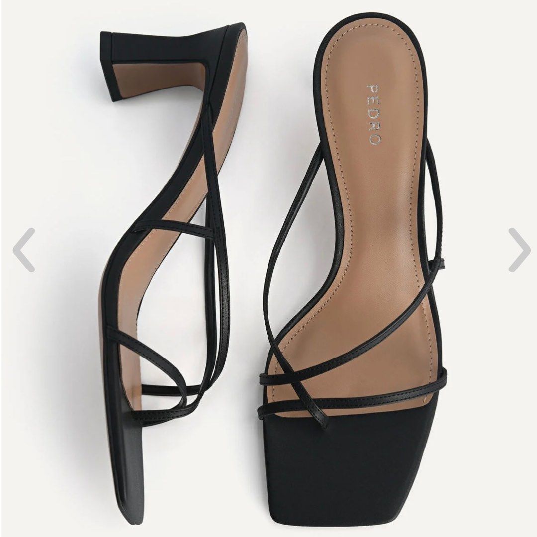 Pedro Strappy Toe Loop Heel Sandals - Black, Women's Fashion, Footwear ...