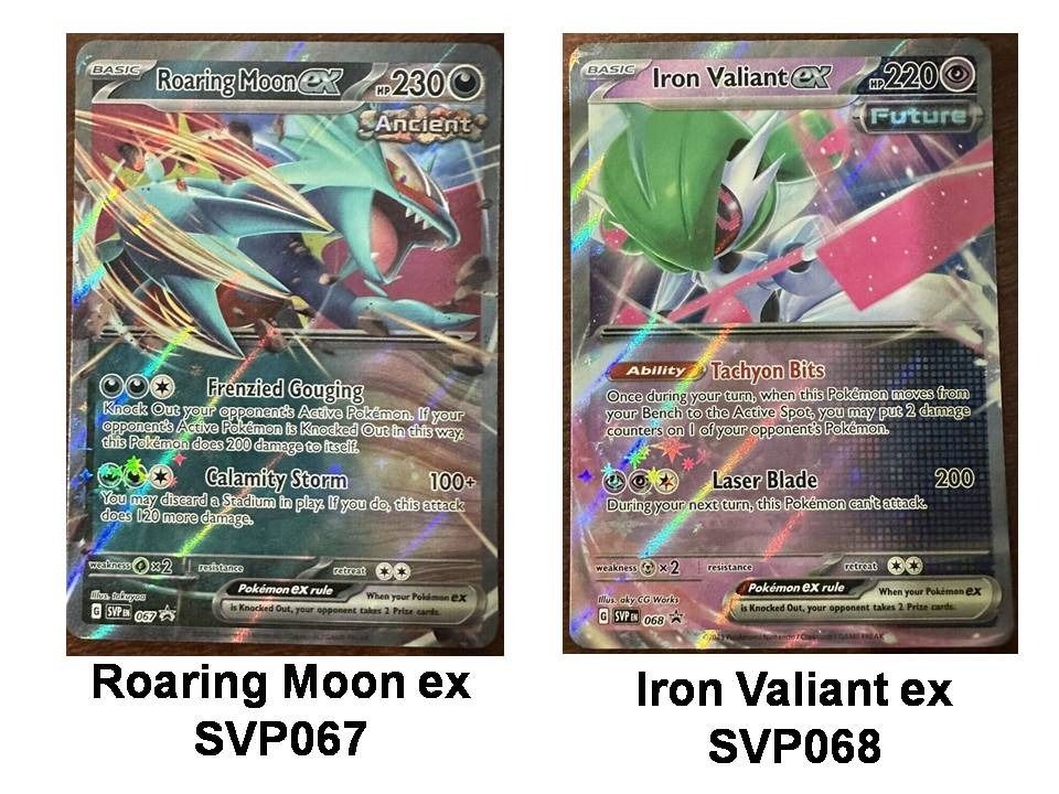 Pokemon TCG Roaring Moon ex SVP067 / Iron Valiant ex SVP068 promo cards ...