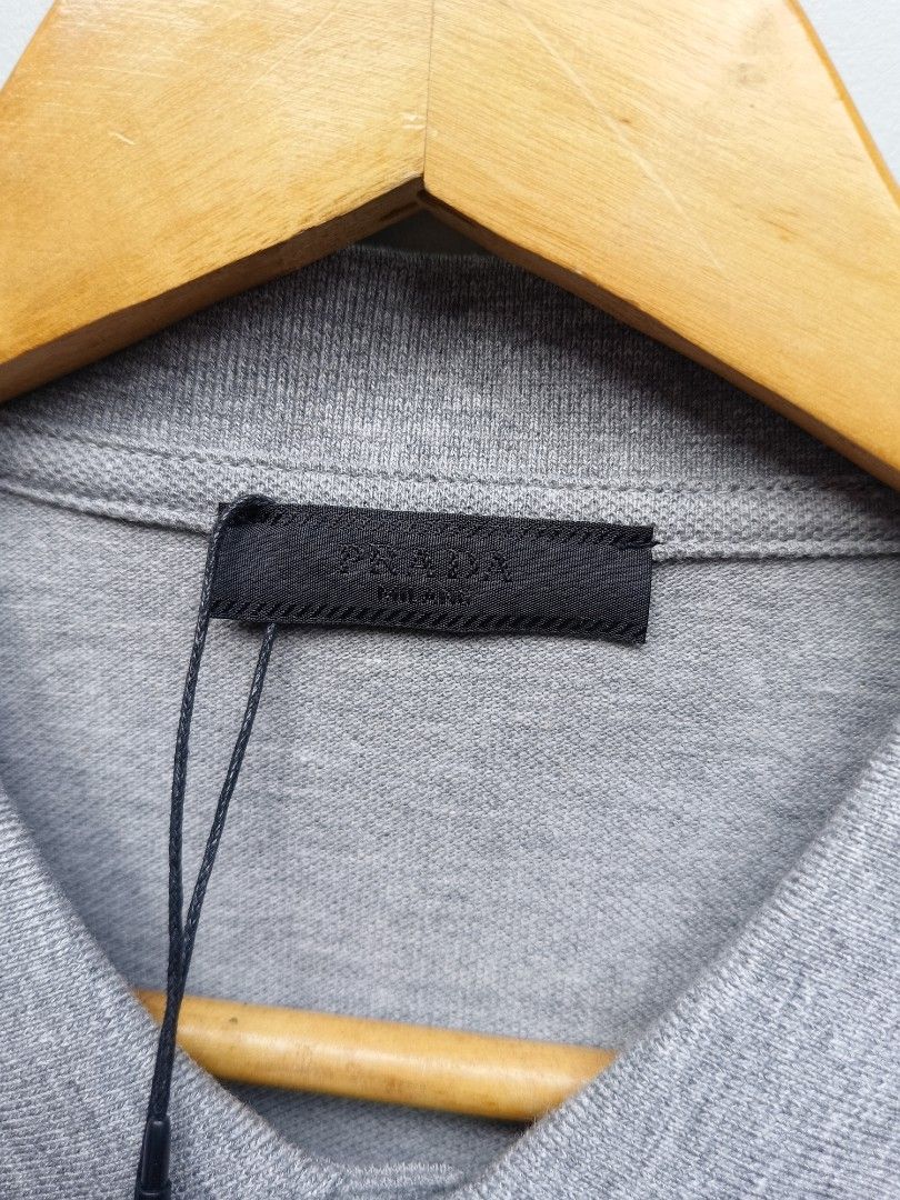 Prada Twin Tipped Rubber Tab Logo, Men's Fashion, Tops & Sets, Tshirts ...