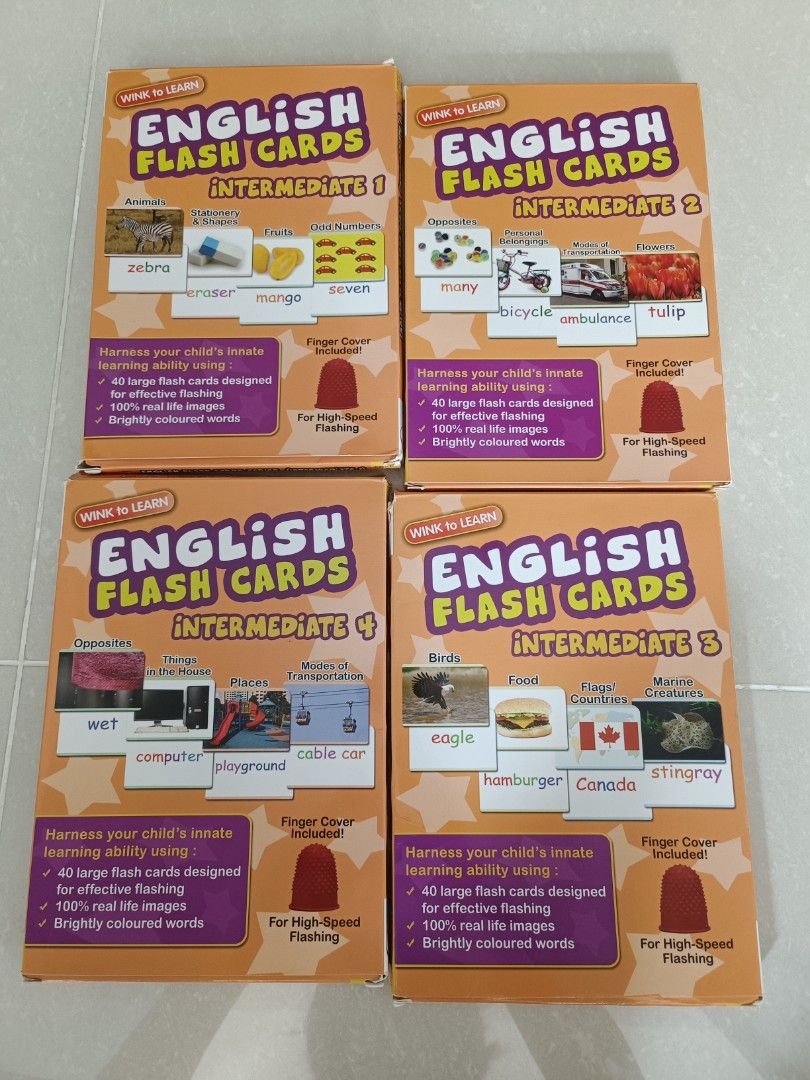 Preloved Wink to Learn English Flash Cards Intermediate 1,2,3,4 for 3 ...