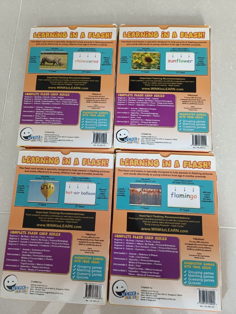 Preloved Wink to Learn English Flash Cards Intermediate 1,2,3,4 for 3 ...