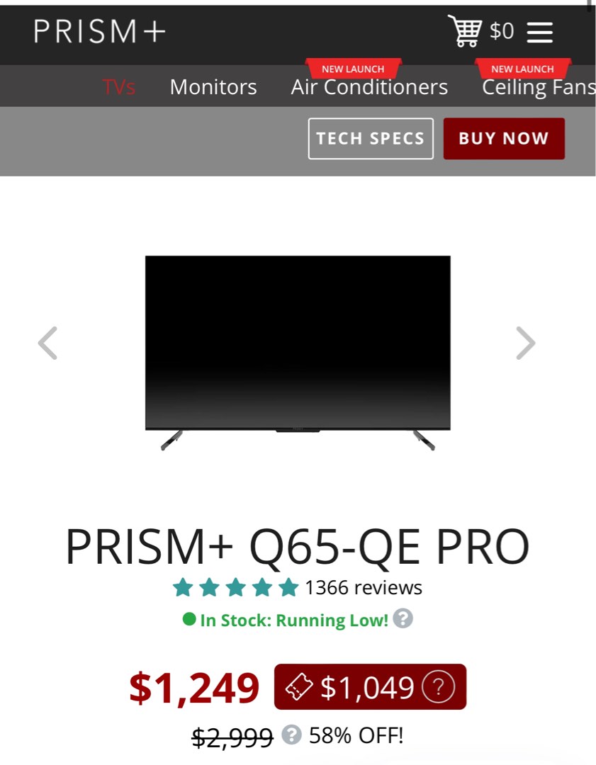 PRISM+ Q65-QE PRO, TV & Home Appliances, TV & Entertainment, TV on ...