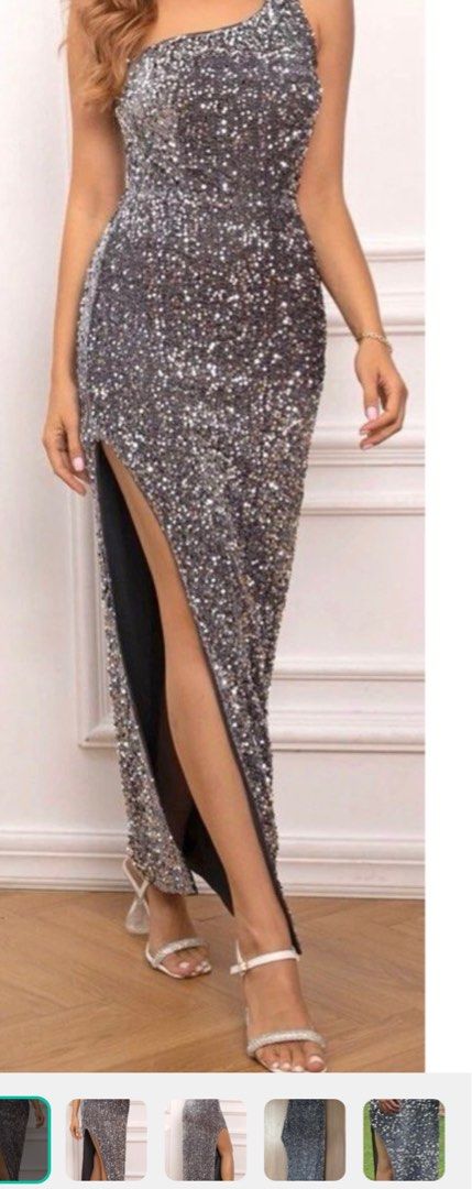 Silver Sequin evening dress / gown , for gala dnd ball or prom, Women's ...