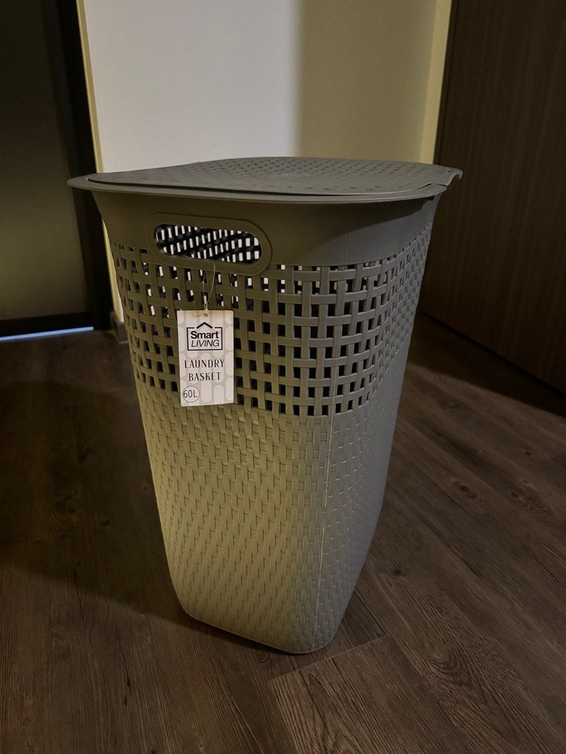 Smart Living Laundry Basket 60L Grey, Furniture & Home Living, Home ...