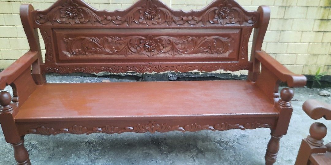 Solid Mahogany Wood Sala Set, Furniture & Home Living, Furniture, Sofas ...