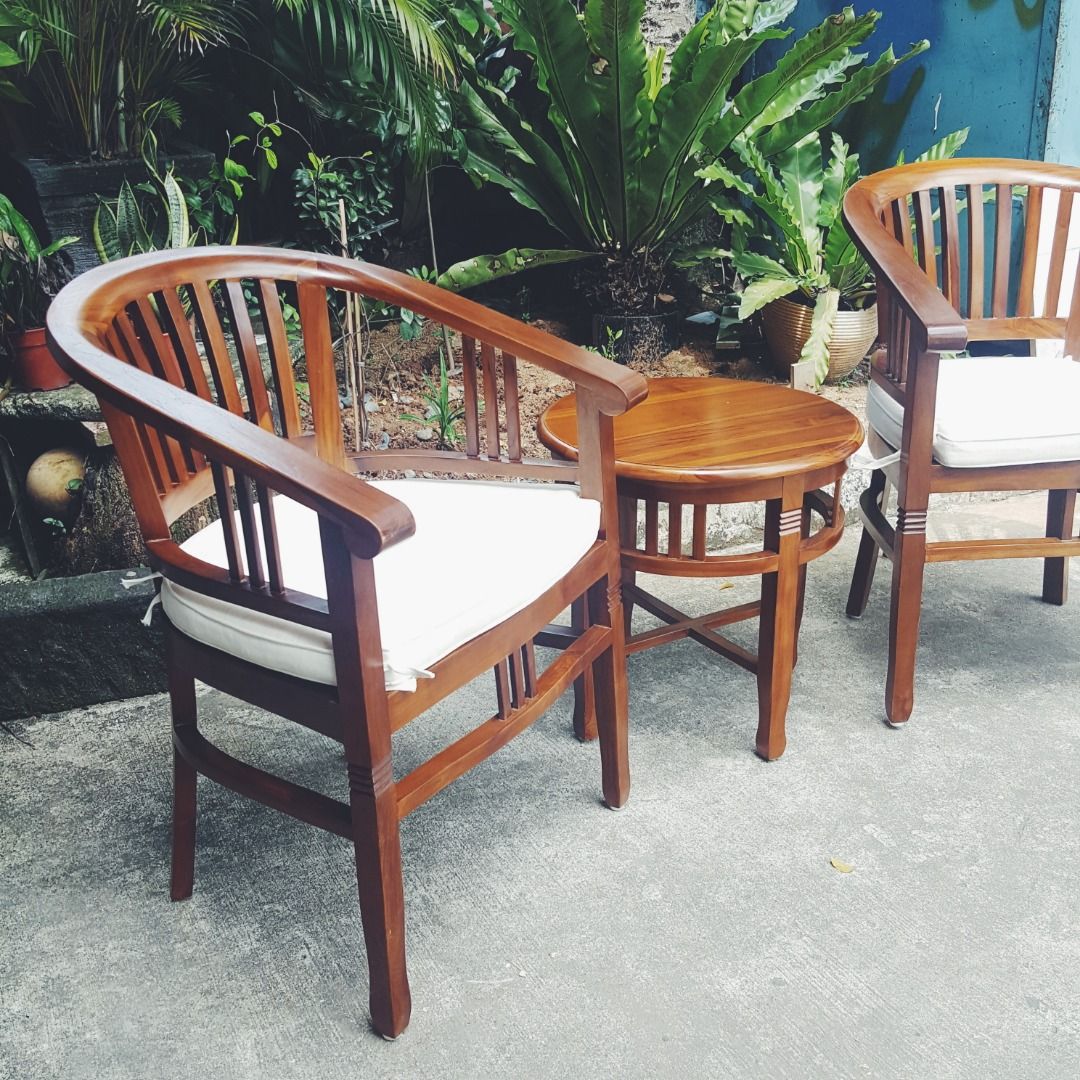 Solid Teak Wooden Betawi Ruji Armchair Single Chair Tea Set Living Room ...