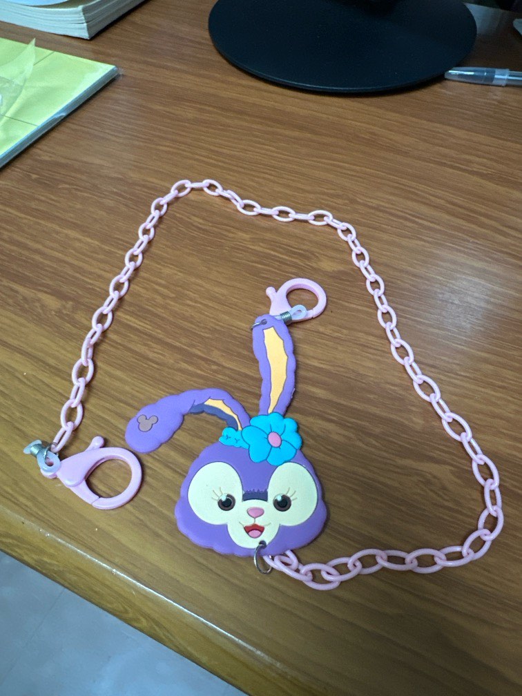 Stella Lou Pink And Purple Cartoon Cute Face Mask Holder Strap Health