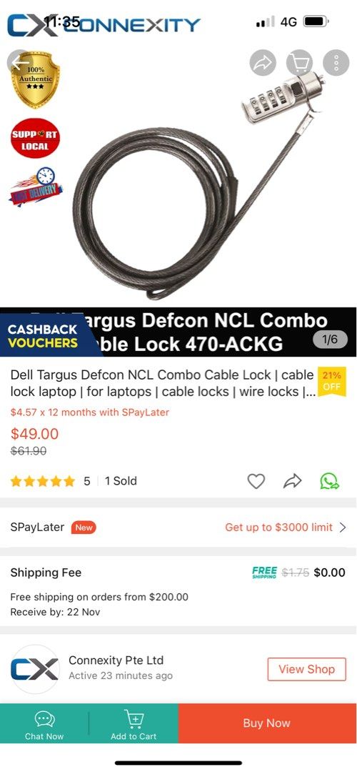 Targus DEFCON NCL Combo Cable Lock, Computers & Tech, Parts ...