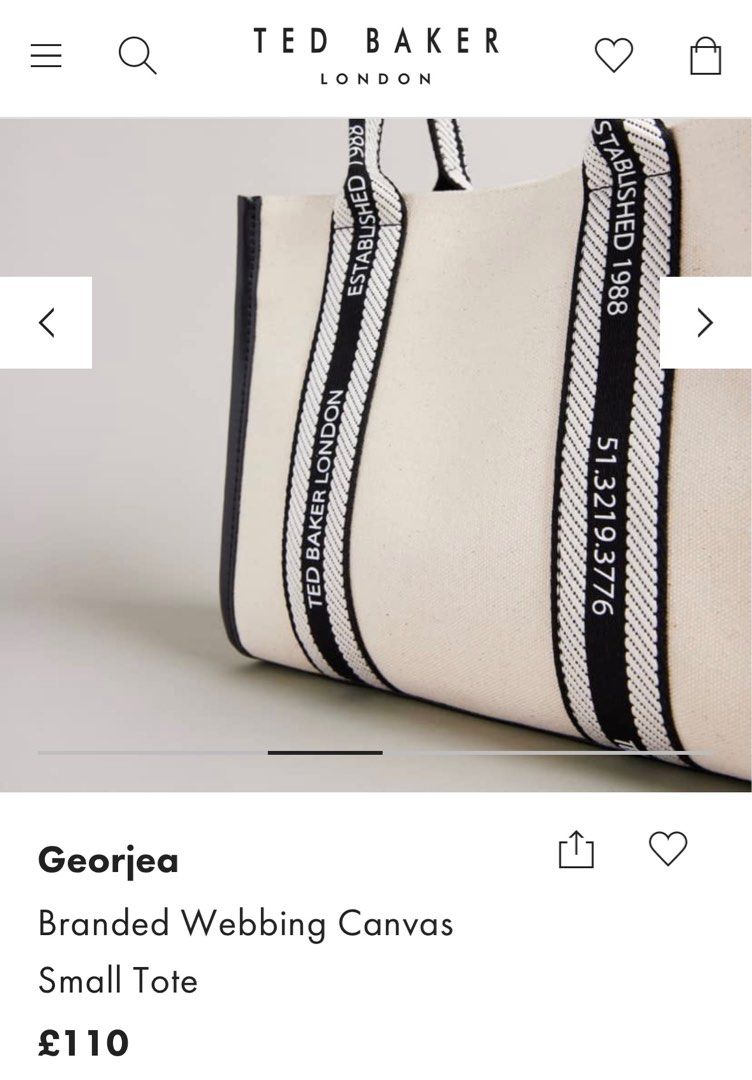 Ted Baker (Branded Webbing Canvas Small Tote), Women's Fashion, Bags ...