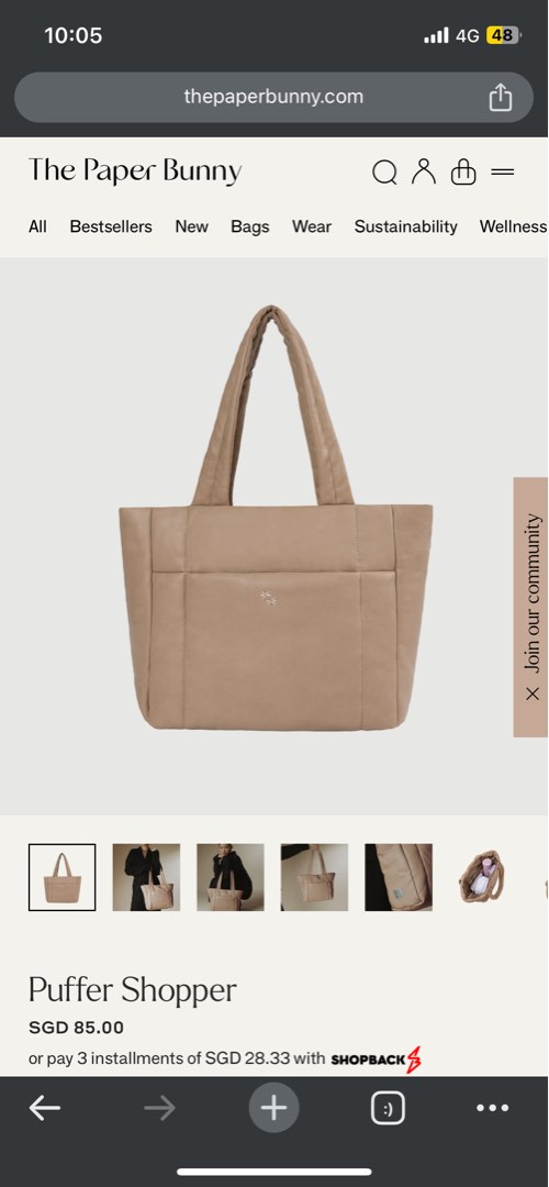 The Paper Bunny TPB Limited Edition Puffer Shopper in Dune, Women's ...