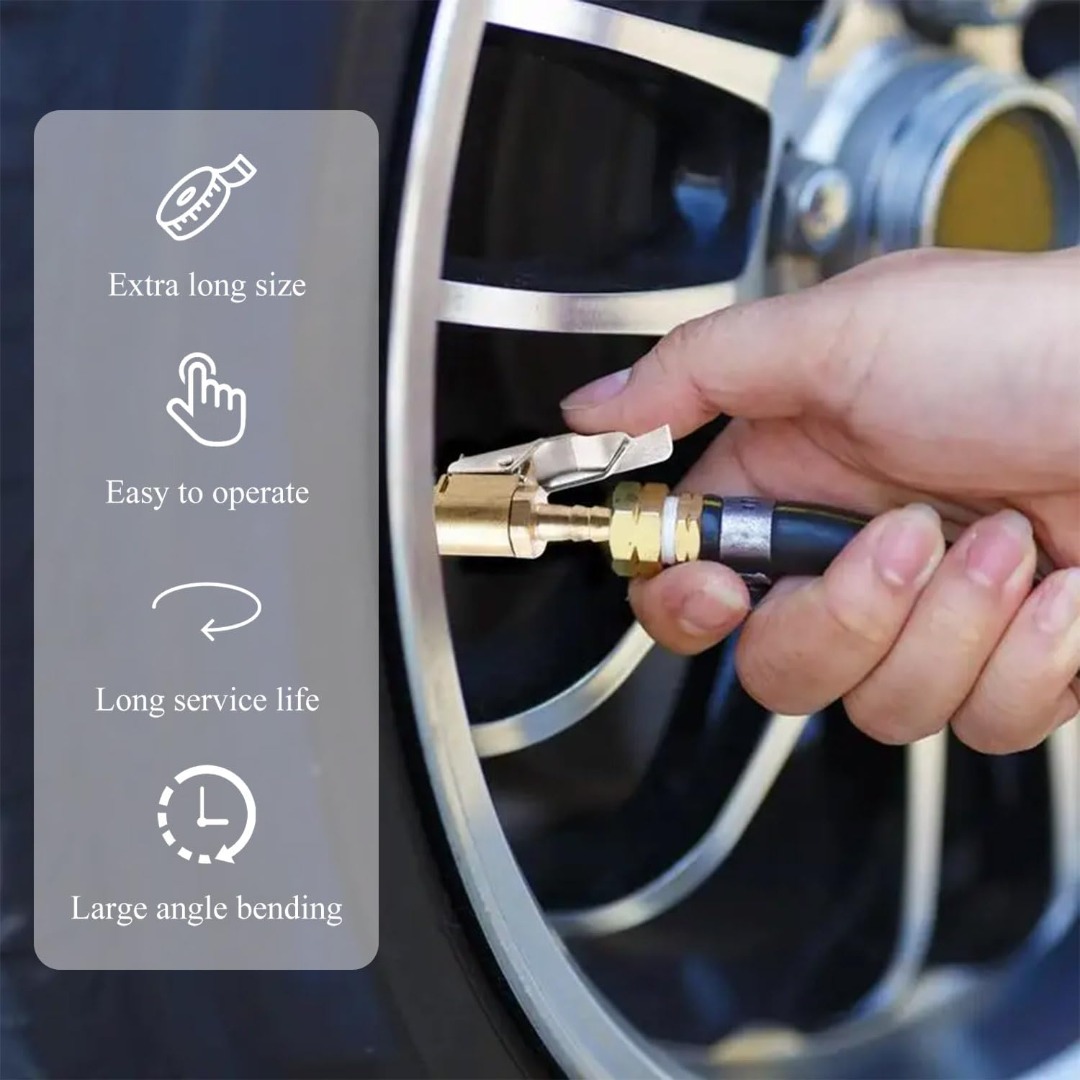 Tire Inflator Extension Tube (配放氣掣/ with Deflation button) Tyre Pump ...