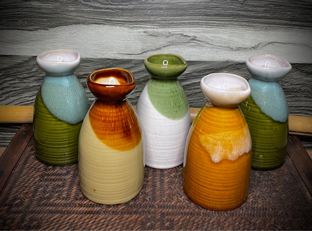 TOKKURI WARE JAPANESE GLAZED SAKE CUPS; deco vase; DIY; etc, Furniture ...
