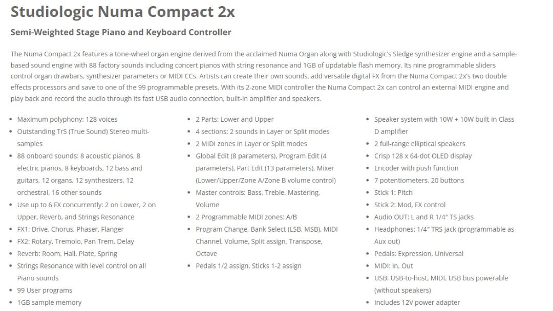 tudiologic Numa Compact 2 Midi Semi-weighted Keyboard, Hobbies & Toys ...