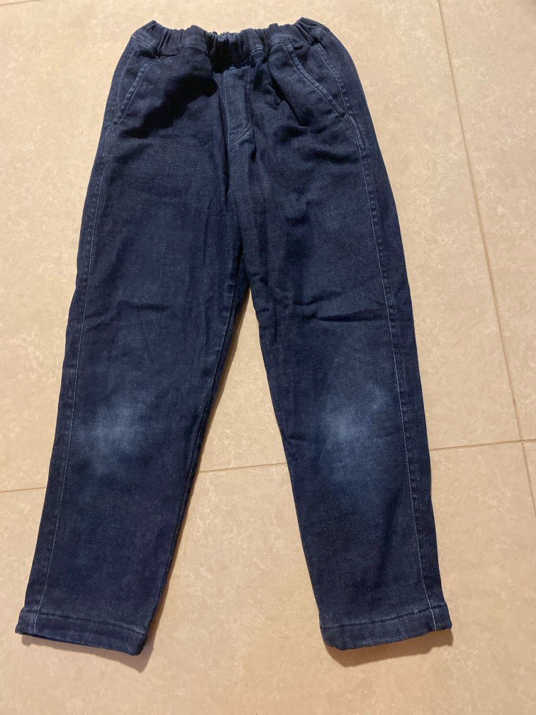 Uniqlo Winter Denim Pants with Fleece Inner Lining for Kids, Babies ...