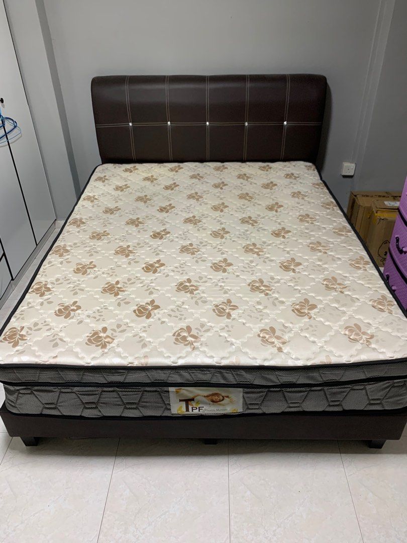 Used Queen Size Mattress with bed frame, Furniture & Home Living ...