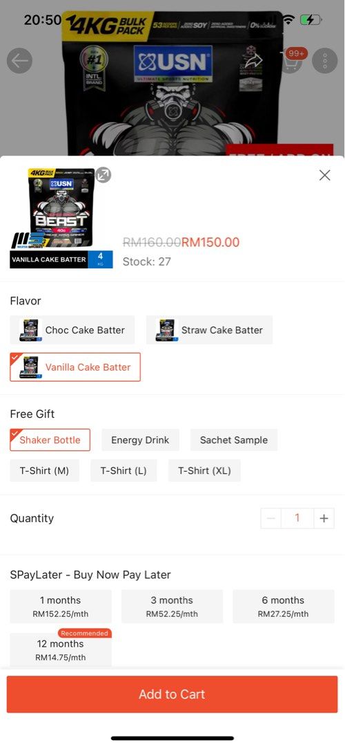 USN Super Grow Beast Extreme Mass Gainer, Health & Nutrition, Health ...