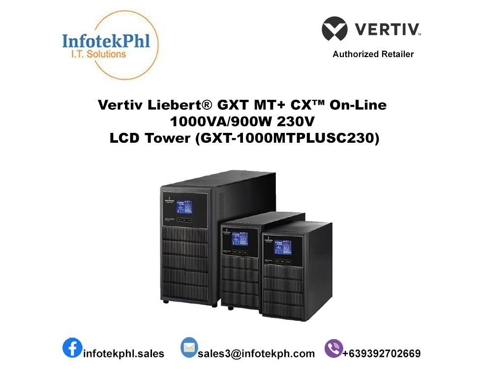 UPS Vertiv Liebert® GXT MT+ CX™ On-Line 1000VA/900W 230V LCD Tower (GXT-1000MTPLUSC230 ...