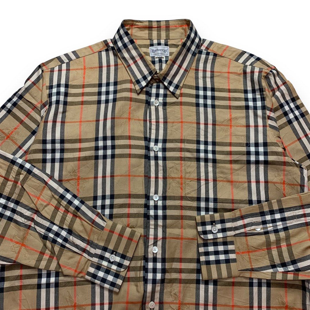 Vintage rare burberry monogram shadow horse nova check tartan plaid ...