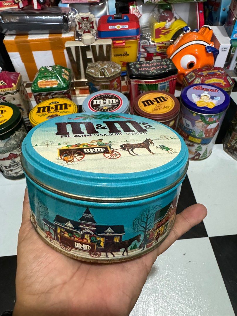 Vintage M&m’s Christmas Tin Cans, Hobbies & Toys, Memorabilia ...