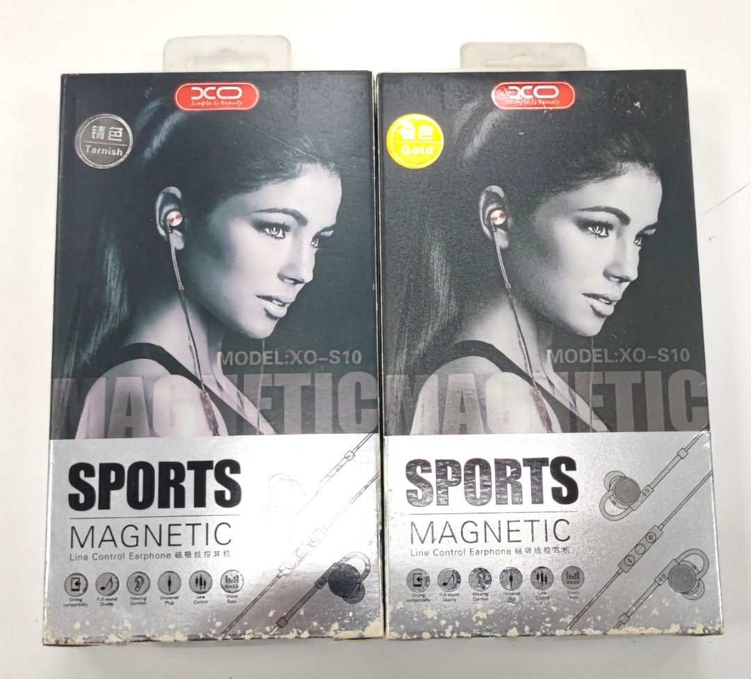 XO S10 Wired Sport Magnetic Earphone with Shock Bass, Universal Plug ...
