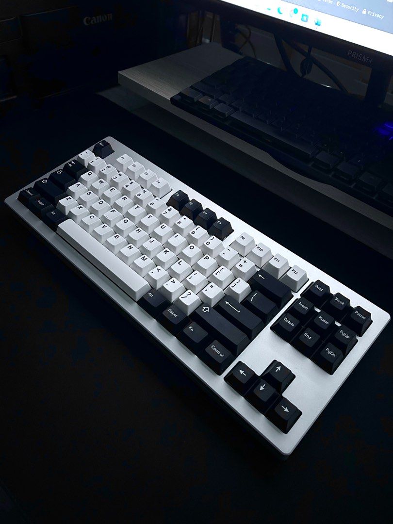 87% TKL Custom Mechanical Keyboard (White and black pbt keycaps ...