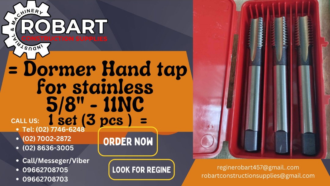 = Dormer Hand tap for stainless 5/8" - 11NC 1 set (3 pcs ...