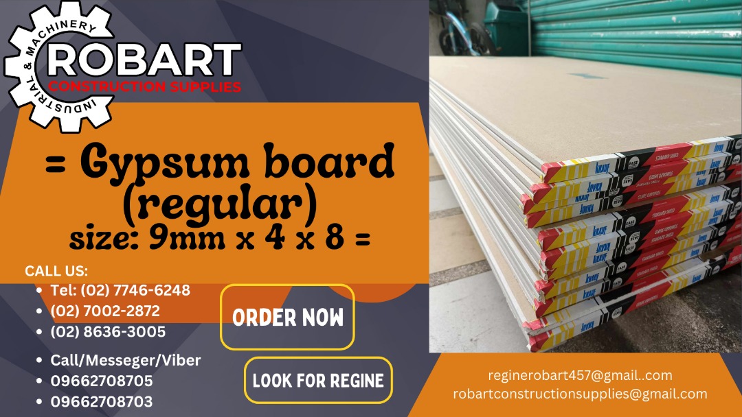 = Gypsum board (regular) size: 9mm x 4 x 8 =, Commercial & Industrial ...
