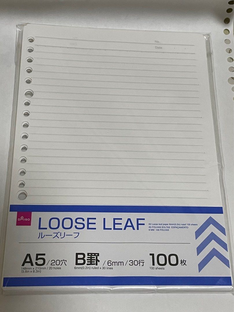 A5 Loose Leaf paper, Hobbies & Toys, Stationery & Craft, Stationery ...
