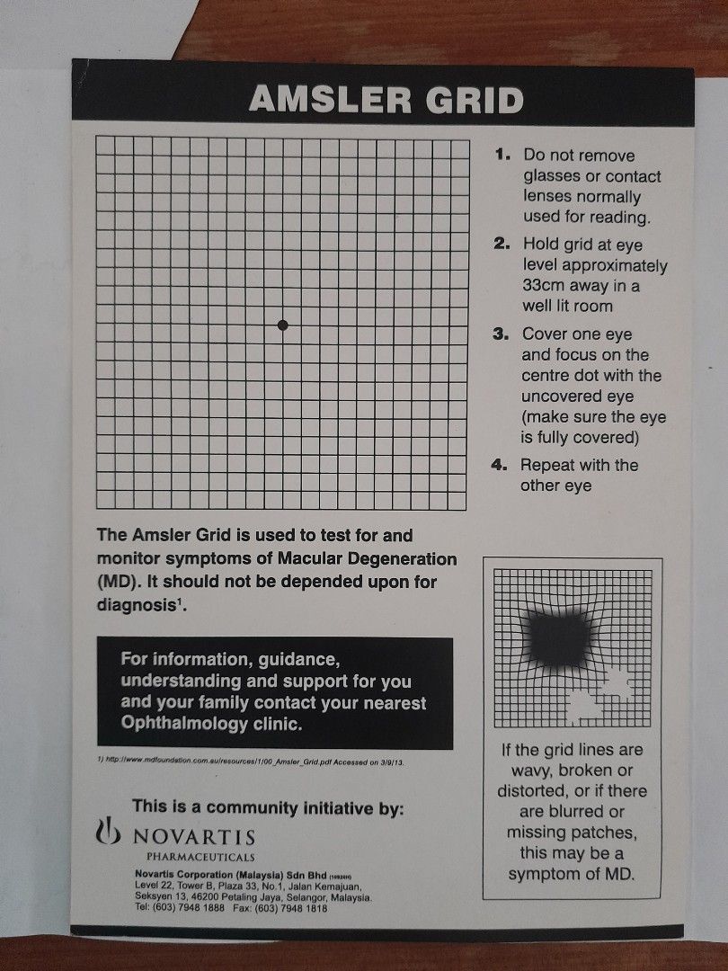 Amsler Chart, Hobbies & Toys, Stationery & Craft, Other Stationery ...